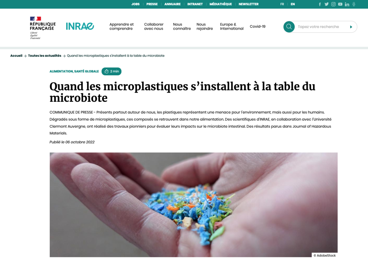 Quand les microplastiques s’installent à la table du microbiote – Actualités Qualité Nutrition ...
